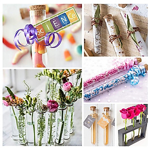 BENECREAT 10 Pack 60ml Glass Test Tube with Cork Stopper Clear Flat Mini Glass Bottles Jars for Wedding Party Favors, Candy, Spices, Beads, Mother's Day Home Decor