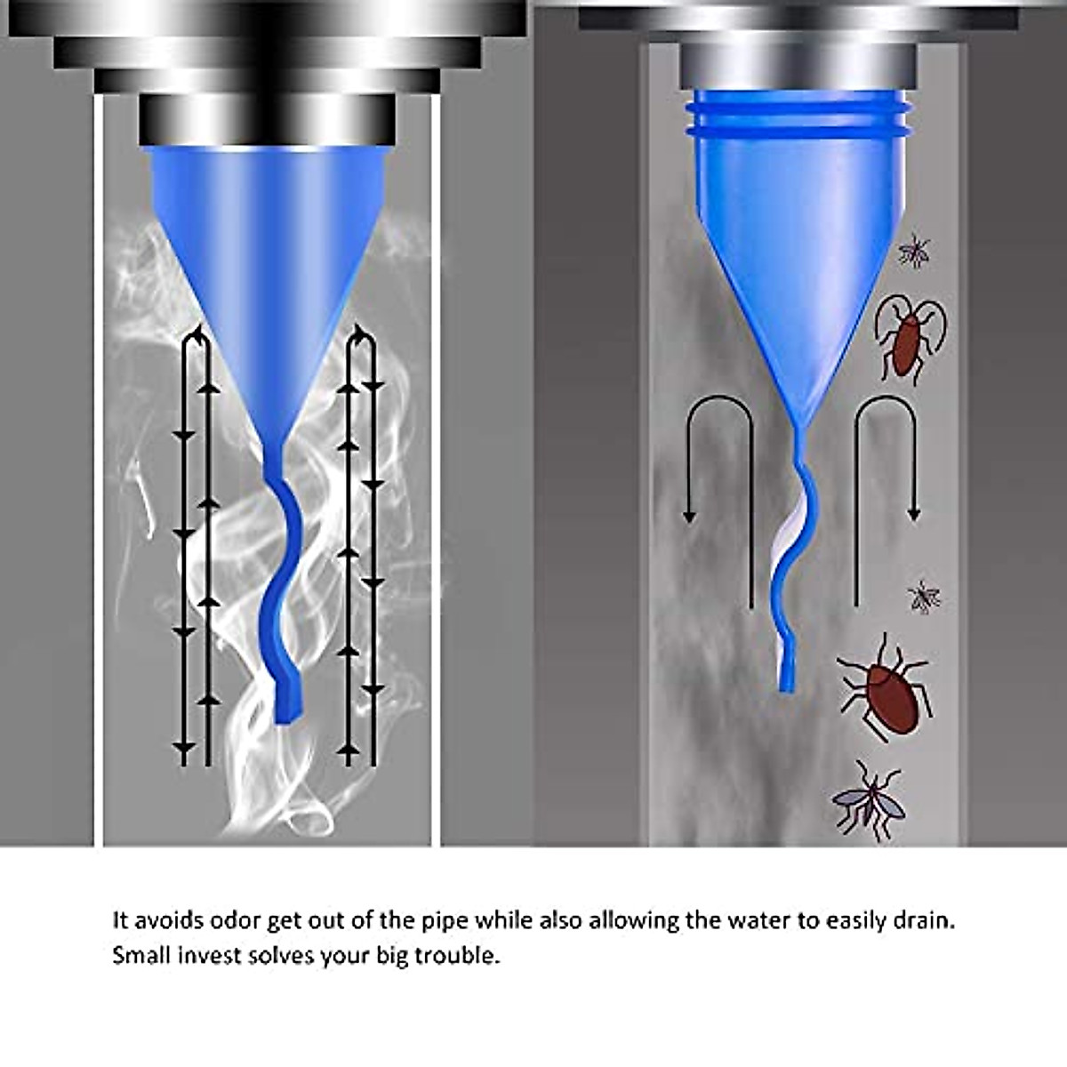 HLZC Drain Backflow Preventer, One Way Valve, Adjustable Silicone Sink Floor Drain Trap for Pipes Tubes in Toilet Bathroom Kitchen (Blue-4)