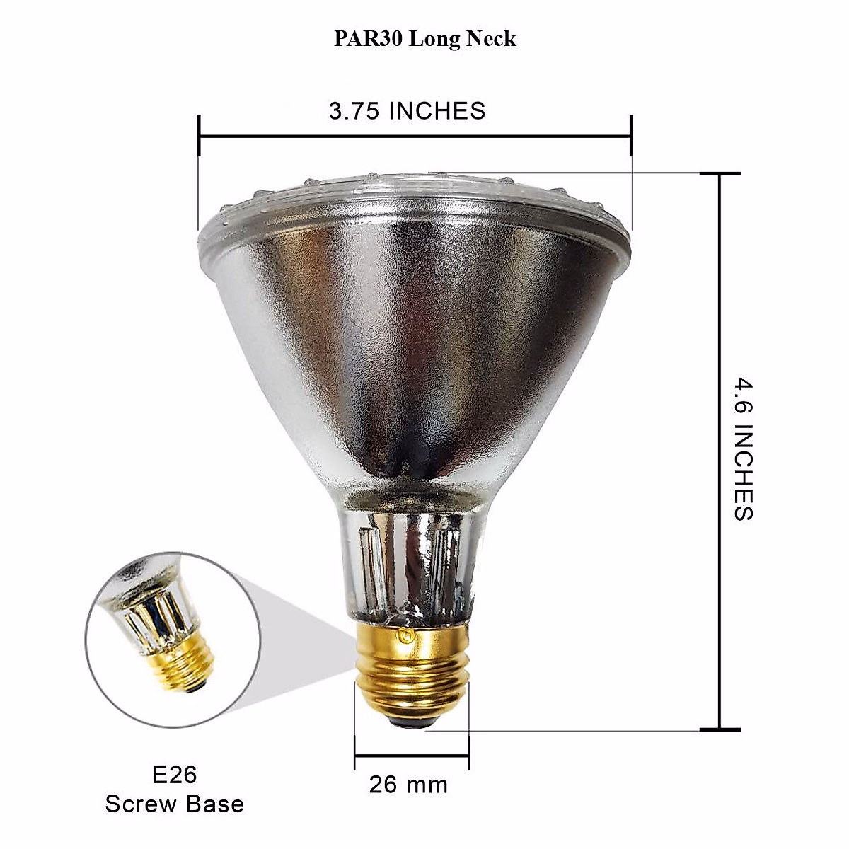 (Pack of 6)60PAR30L/FL 120V - 60 Watt High Output (75W Replacement) PAR30 Long Neck Flood - 120 Volt Eco Halogen Light Bulbs - Dimmable - Indoor/Outdoor Use