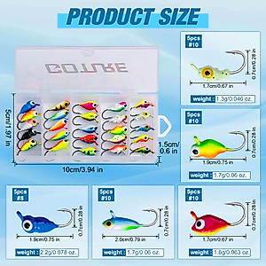 Goture Ice Fishing Jigs Tungsten Kit with Carbon Steel Hooks in Tackle Box, Winter Ice Fishing Lures for Bass, Pike, Trout, Walleye, Crappie, Panfish