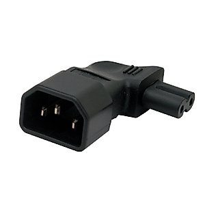 Strhowill IEC320 C14 to C7 AC Power Adapter IEC320 C14 3 Prong Male Plug to C7 2 Prong Female right 90 Degree Receptacle Power Plug C14 to C7 right 90 Degree Adapter 10A 250V Black (Right 90 Degree)