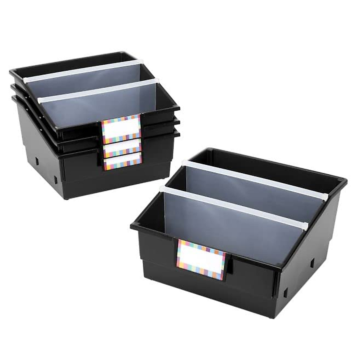 Really Good Stuff 4-Pack Single-Color Picture Book Classroom Library Bins With Dividers