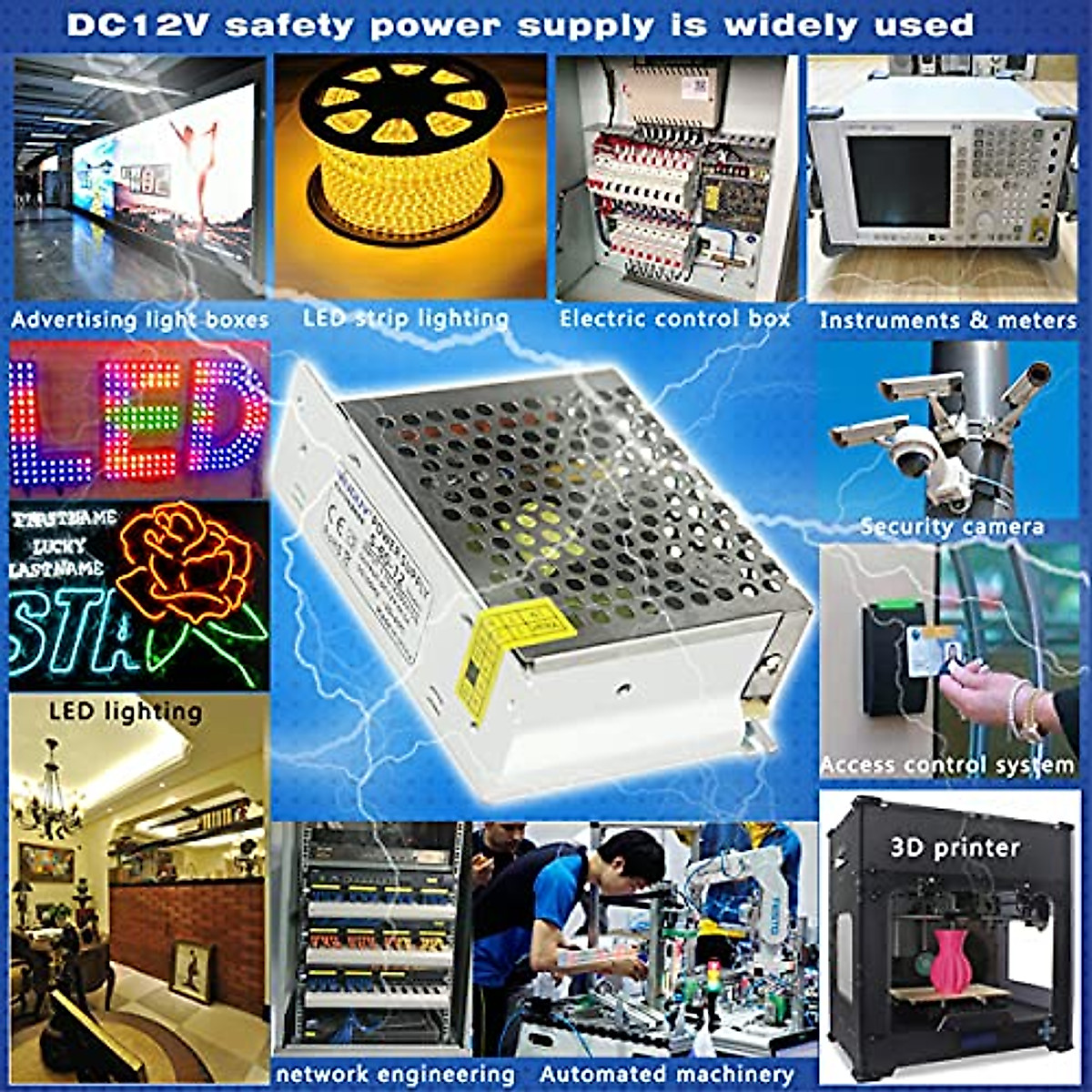 NiuGuy Switching Converter,110V/240V AC to DC 12V 5amp 60W Power Supply, Universal Regulated Transformer Adapter Driver for LED Strip Lights, CCTV, Radio, Security System, Computer Project