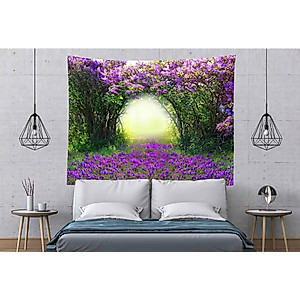 Loccor 9x6ft Spring Scenery Tapestry Photography Backdrop Secret Garden Purple Flower Natural Wall Art Large Wall Hanging Living Room College Dorm Home Apartment Decoration Banner Bedroom Aesthetic
