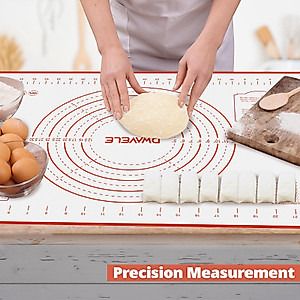 2 Pack Silicone Baking Mat, 24" x 16"Extra Thick Large Non Stick Pastry Mat Sheet for Dough Pie Crust Rolling Mats for Making Cookies Macarons Bread Baking Supplies, Easy to Clean