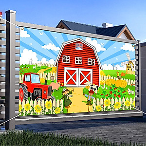 Avezano Red Farm Birthday Backdrop Barn Farm Birthday Party Banner Farm Animals Theme Baby Shower Party Decorations Background 70.8x43.3 inch