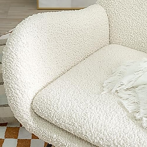 Morhome Upholstered Nursery Rocking Chair-Comfy Glider Rocker with Padded Seat, High Backrest, and Armrests for Living Room Bedroom Offices, White