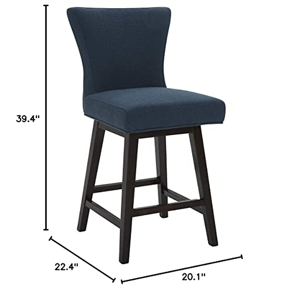 Amazon Brand – Stone & Beam Esme Memory-Swivel Counter-Height Barstool, 39.4"H, Cadet Blue