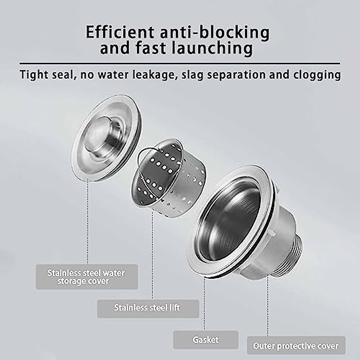 Kitchen sinks, stainless sink, water trough,Stainless steel material, 200mm groove depth, double turret design, all steel drain, suitable for kitchen, bathroom, balcony, bar, hotel, hospital, school (