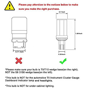 Makergroup T5 T10 Wedge Base 921 912 12V LED Light Bulbs 4W Natural White 4000K for RV Camper Travel Tailer Boat Marine Lights and Outdoor Landscape Deck Stair Step Path Lights 6pcs