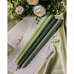 Viyffo 12 Inch Green Taper Candles Set of 4 Unscented Smokeless Long Tall Tapered Candles for Candlesticks Sticks Wedding Home Decor Dinner