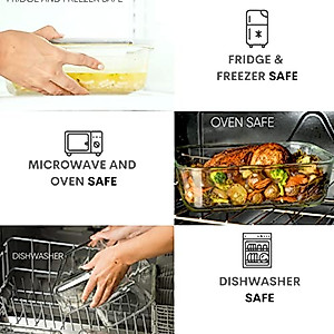 Large Glass Food Storage Containers 4 Pc (2700ML/ 91 Oz & 1520ML/ 51 Oz) Airtight Glass Storage Containers, Leak Proof BPA Free Food Storage Containers Glass (2 Lids 2 Containers) Oven to Freezer Safe