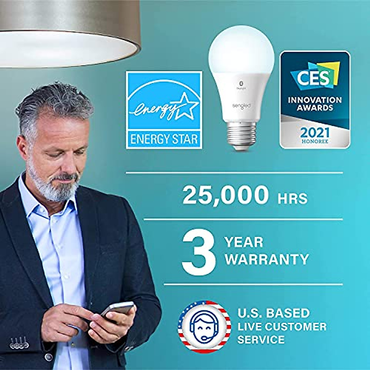 Sengled Alexa Light Bulb, Smart Light Bulbs That Work with Alexa Only, Bluetooth Mesh Standard A19 E26 Dimmable LED Bulb Daylight 5000K, 60W Equivalent 800LM, High CRI, High Brightness, 6 Pack
