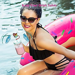 Amreich Straw Cover,4 PCs Straw Topper for Stanley Cup 30oz & 40oz Tumbler with Handle, Mermaid Design Silicon Straw Cap for 10mm Straws Reuseable Drink Straw Tips Lids Dust-proof Straw Accessories