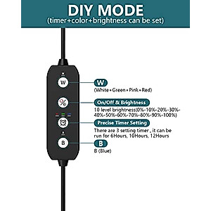 SEAOURA Led Aquarium Light for Plants-Full Spectrum Fish Tank Light with Timer Auto On/Off, 18-24 Inch, Adjustable Brightness, White Blue Red Green Pink LEDs with Extendable Brackets for Freshwater