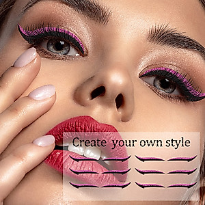 24 Pairs Reusable Eyeliner and Eyelash Stickers, Glitter Eyeliner Stickers Double Eyelid Tape Self-Adhesive Eye Line Strip Instant Eye Makeup Tool Waterproof