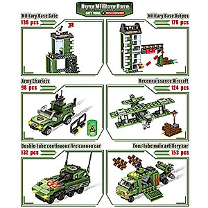 1162 Pieces Army Military Base Building Blocks Set, Army Combat Force Bricks Toy with Army Vehicle & Airplane, with Blocks Storage Box, Pretend War & Action Roleplay Toy Gift for Kids Boys Girls 6-12