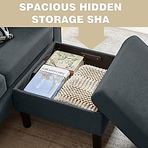 Chireca Convertible Sectional Sofa Set, Small L Shaped 3-Seat Couch with Reversible Chaise and Accent Chair, Modern Polyester Sofas Couches for Living Room, Dark Grey