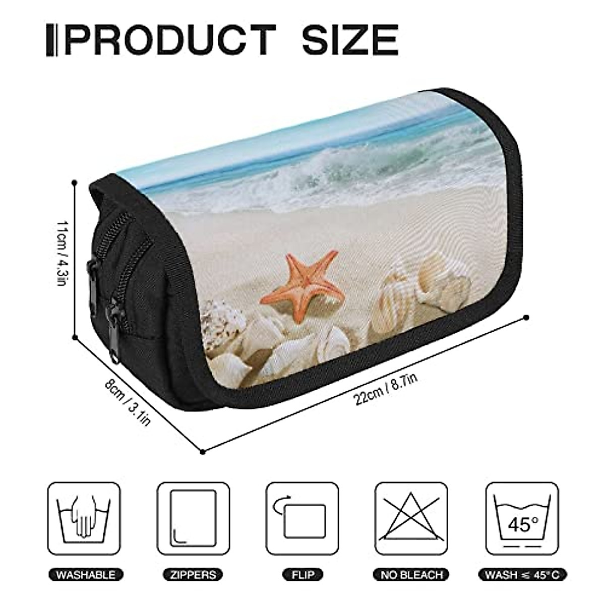 Sumer Beach Large Capacity Pencil Case Multi-Slot Pencil Bag Portable Pen Storage Pouch with Zipper