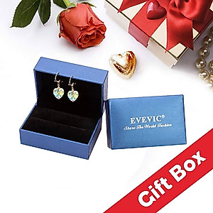 Austrian Crystal Heart Drop Leverback Earrings for Women Fashion Dangle Earring 14K Rose Gold Plated Hypoallergenic Jewelry (Aurora Borealis)