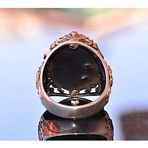 KAMBO Real Tiger Eye Gemstone Ring, Anchor Ring, Sailor Men Ring, 925 Solid Sterling Silver Ring (Jade)