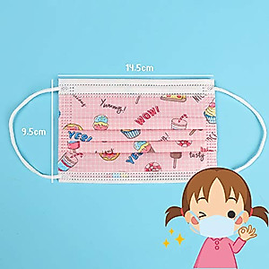 Assacalynn Disposable Kids Face Mask 50 Pcs Pink, Breathable Lightweight Kids Masks for Boys Girls, Masks for Kids with Cute Pink Cartoon Pattern
