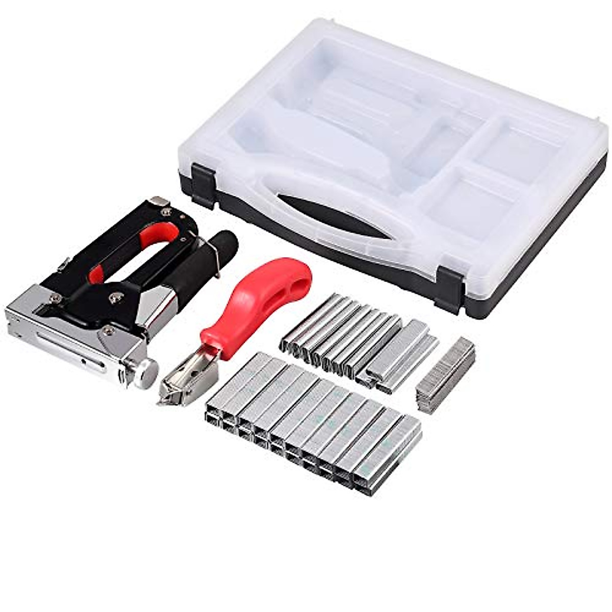 CAMWAY Staple Gun Heavy Duty,Upholstery Stapler with 4000Staples and Remover, 3 in 1 Manual Staple Gun with Portable Case,Alloy Steel Upholstery Stapler Gun for Wood,Upholstery,Fabric,DIY,Furniture