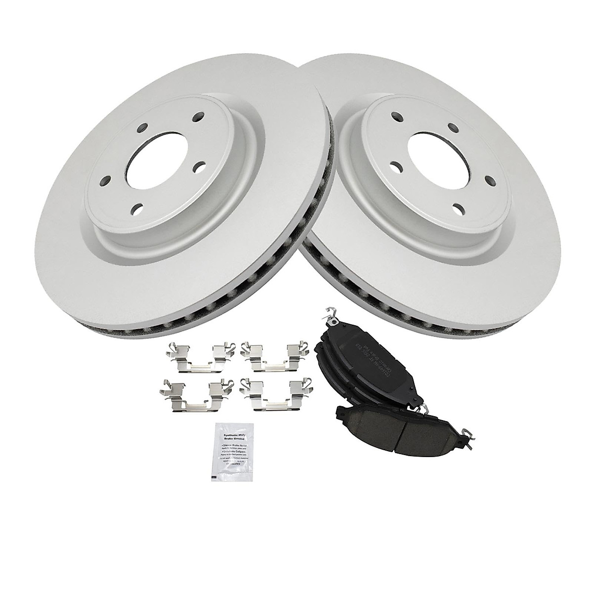 TRQ Front Brake Pad & Rotor Kit Brake Pads Brake Rotor Ceramic Vented Premium G-Coated Compatible with 2013 INFINITI JX35 2014-2020 QX60 2015-2021 Nissan Murano 2013-2020 Pathfinder