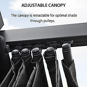 PURPLE LEAF 12' X 16' Outdoor Pergola with Retractable Canopy Aluminum Shelter for Porch Garden Beach Sun Shade Pavilion Grape Trellis Grill Gazebo Modern Backyard Deck Metal Patio Pergola Gray