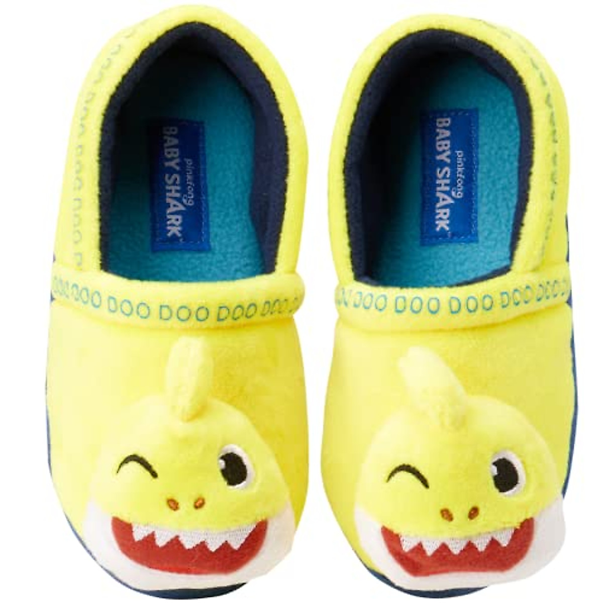 Nickelodeon Kids Baby Shark Slippers - Baby Shark Plush Slip-On Fuzzy Slippers (Boys/Girls), Size 7-8 Toddler, Yellow