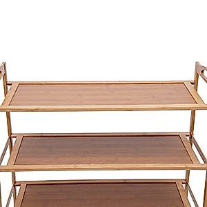 MONIPA Bamboo Shoe Rack Organizer for Entryway, 4 Tier Free Standing Shoe Self Storage for Hallway Closet Living Room