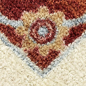 Maples Rugs Stina Vintage Medallion Kitchen Rugs Non Skid Accent Area Carpet [Made in USA], Blue/Red, 2'6" x 3'10"