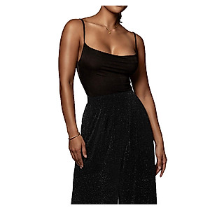 GUOLEZEEV Women Sparkle Party Pants Wide Leg Casual Loose Fit Long Palazzo Pant Black XL