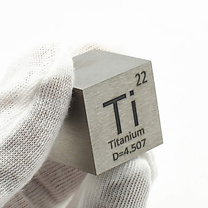Titanium Cube Ti 995 Element Cube Pure 25.4mm Density Cube for Element Collection Periodic Table Hunter, and More (1", Titanium)