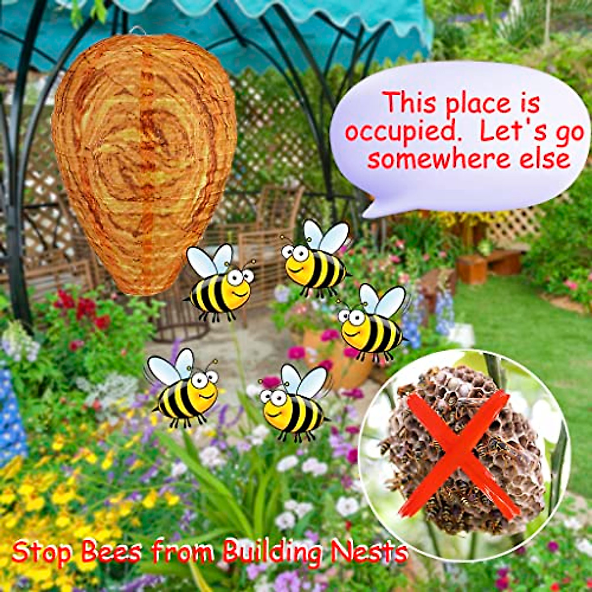 Bisanzoya Wasp Nest Decoys Waterproof Hanging Wasp Deterrent, Effective Deterrent Bee Hornets Fake Nests for Wasps Hornets Home Garden Yard Outdoors