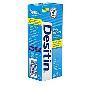 Desitin Daily Defense Baby Diaper Rash Cream with Zinc Oxide to Treat, Relieve & Prevent diaper rash, 4 oz