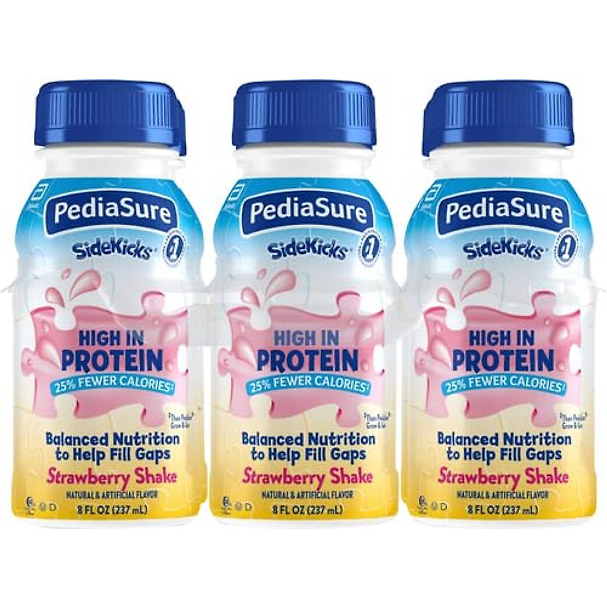 PediaSure SideKicks, 6 Shakes, Kids Protein Shake, With Key Nutrients and Protein to Help Kids Catch Up on Growth and Help Fill Nutrient Gaps, Strawberry, 8 fl oz