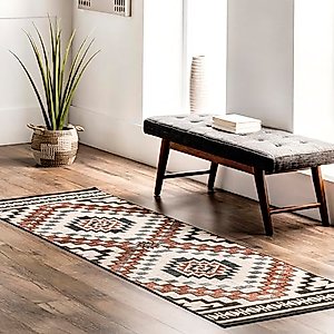 nuLOOM 2' x 6' SpinClean Machine Washable Stain-Resistant Area Rug with Non Slip Backing, Low Profile for Living Room, Bedroom, and Dining Room, Leighton Beige