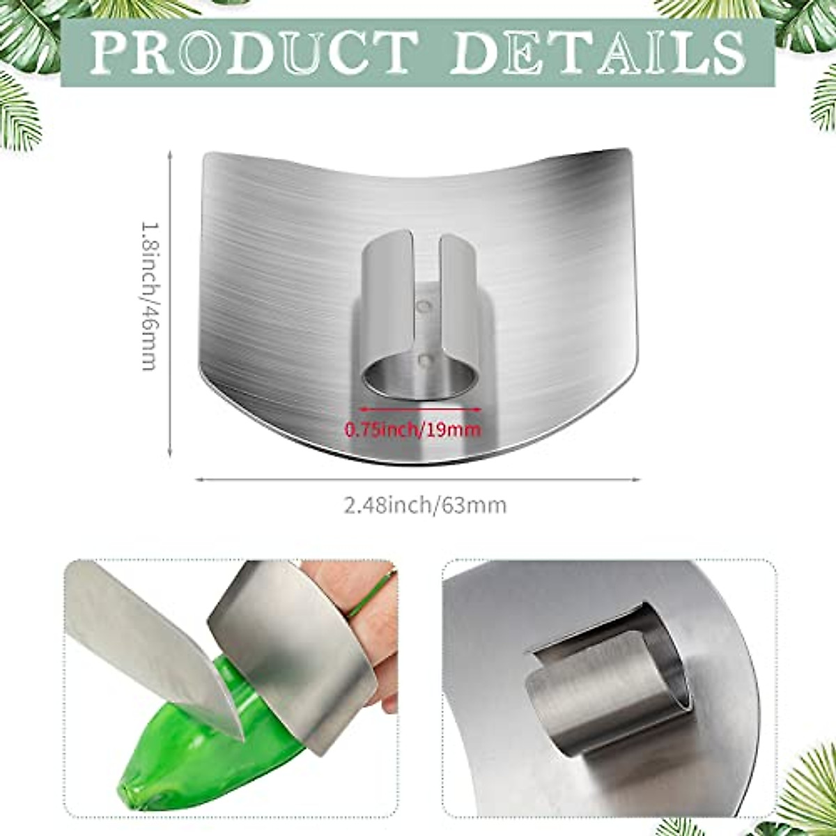 12 Pieces Stainless Steel Finger Guards for Cutting Finger Protector for Cutting Food Knife Cutting Protector Kitchen Tool for Chef Food Vegetables Chopping Cutting Slicing Dicing Avoid Hurting