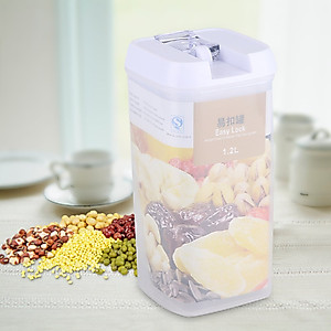 Neufday Sealed Food Storage Box Grain Nuts Cereal Transparent Container Kitchen Accessories(L 1.2L)