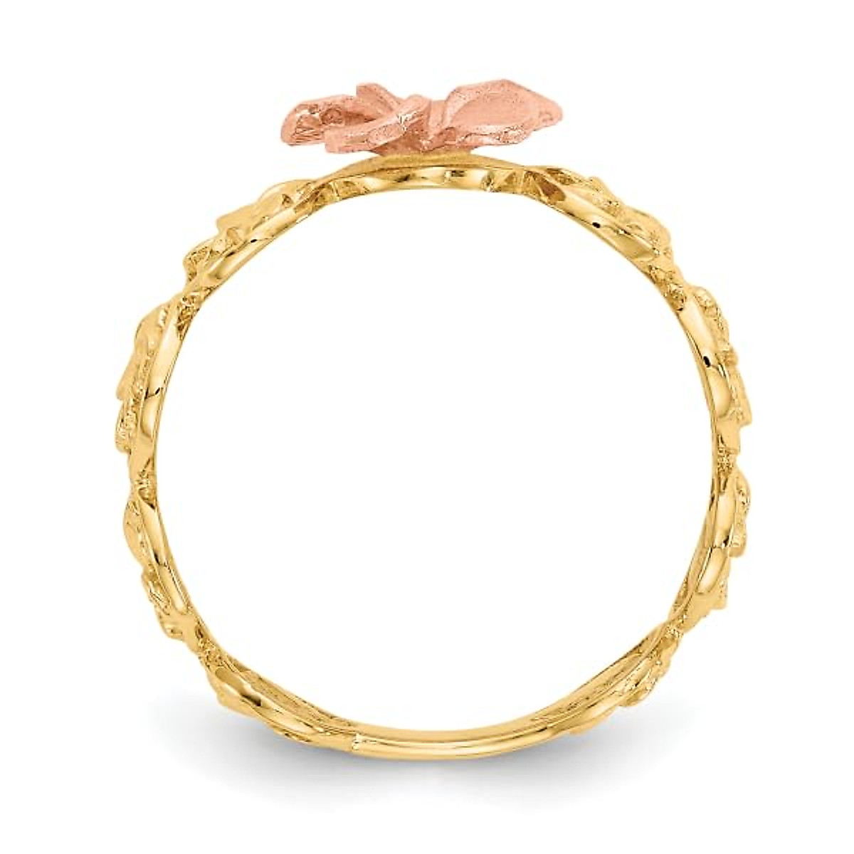 IceCarats 14K Yellow Rose Gold Hawaiian Plumeria Flower Ring Size 7