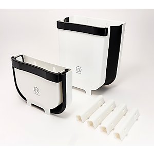 Henning Lee 2-Piece Small & Large Collapsible Waste Bins Model K85630 (Black)