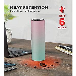 Insulated Skinny Stainless Steel Tumbler Set - 4-Pack 20oz Coffee Tumbler with Straw - Travel Coffee Mug With PBA Free Lids - Slim Vacuum Insulated Tumblers Keep Hot and Cold - Great for Home, Office.