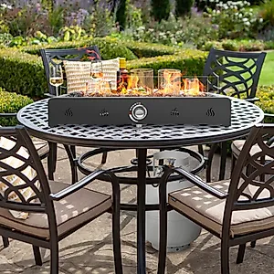 Onlyfire 28'' Tabletop Fire Pit Table, Propane Fire Pit with Bottom Air Intake, Glass Wind Guard and Fire Glass, Outdoor Rectangular Smokeless Fire Table