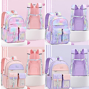 ZHANAO Star-Print Backpack for Girls Primary Students Bookbag Elementary Cute Student School Bag