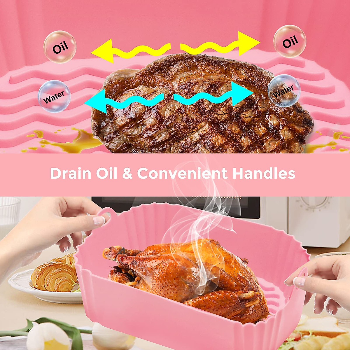 Air Fryer Silicone Pots, 2 Packs Food Grade Reusable Heat Resistant Easy Cleaning Silicone Air Fryer Liner Basket Bowl Accessories for Ninja Foodi Dual DZ201 DZ401 DZ550 8 QT 10 QT Air Fryer