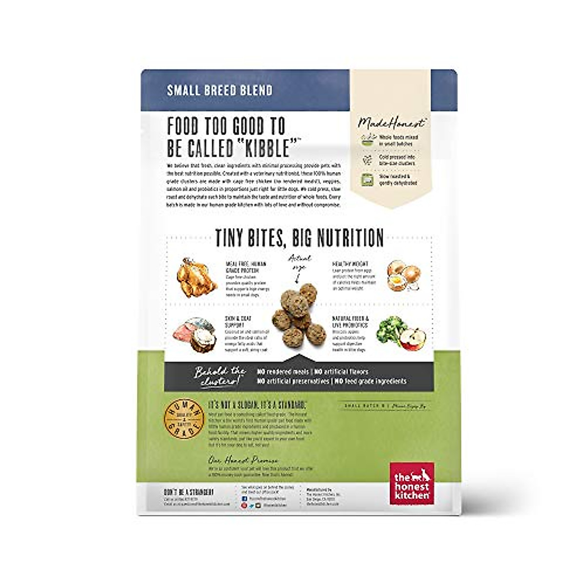 The Honest Kitchen Whole Food Clusters Small Breed Grain Free Chicken Dry Dog Food, 1 lb Trial Pouch