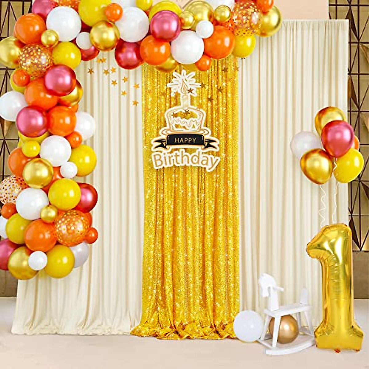 Wrinkle Free 20ft × 10ft Champagne Backdrop Curtain for Party Wedding 4 Panels 5ft×10ft Silky Polyester Champagne Drapes for Backdrop Decor Birthday Baby Shower Photography Photo Background
