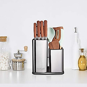RedCall Universal Knife Block Without Knives,Modern Knife Utensil Holder for Countertop,Stainless Steel Knife Holder for Kitchen Counter,Edge-Protect Knife Storage Organizer (Stainless Steel (Silver))
