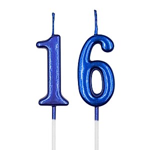 16th & 61st Birthday Candles, Blue Number 16 61 Candle for Cake, Happy Birthday Cake Topper Decoration for Birthday Anniversary Celebration Party Supplies